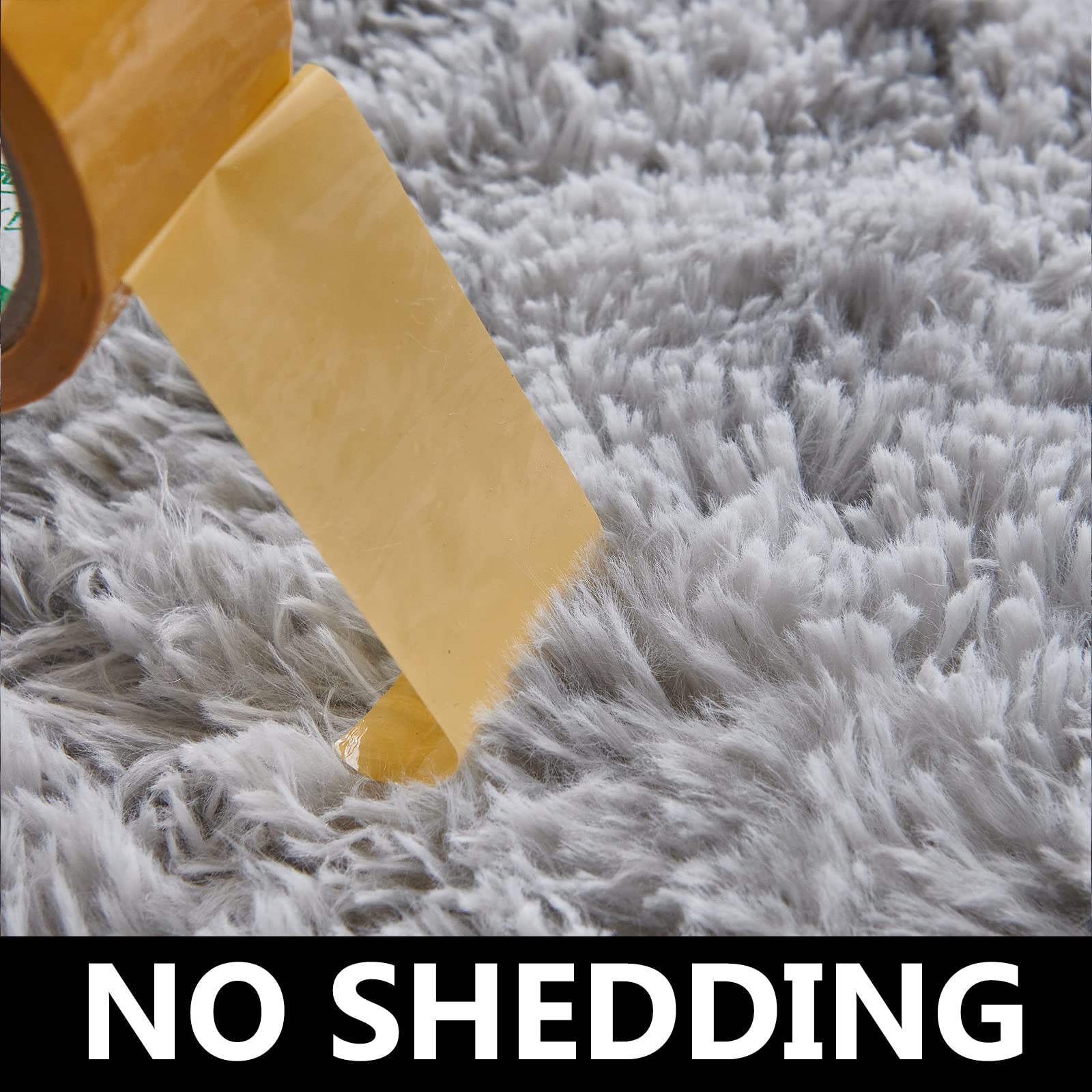 TABAYON Luxury Shag Area Rug, 3x5 Feet Tie Dyed Light Grey Rectangle Plush Fuzzy Rugs, Non-Slip Shaggy Furry Carpets for Bedroom