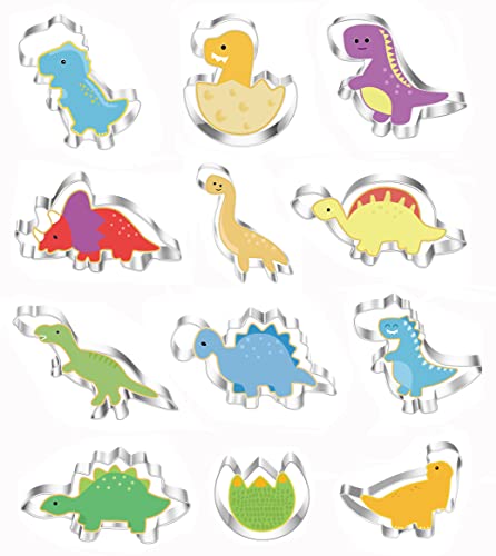MrCookie New Dinosaur Cookie Cutters Set,Mini Small Sizes,24pcs Biscuit Molds for Kids,Cookie Molds for Baking, DIY, Kitchen, Cake, Kid's Dinosaur Party.