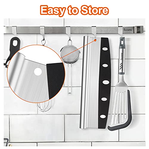 Supercenter Pizza Cutter Sharp Rocker Blade Stainless Steel Pizza Slicer Knife with Plastic Blade Cover, 14-inch Large Pizza Cutter Rocker for Kitchen Tool Accessories
