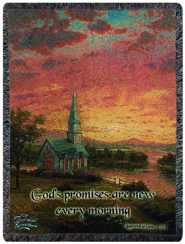 Manual Thomas Kinkade 50 x 60-Inch Tapestry Throw with Verse, Sunrise Chapel