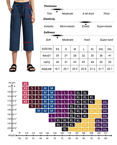 ZUTY Capri Pants for Women Wide Leg Lightweight Quick Dry Comfy Loose Lounge Sweatpants Capris Crop Pants Pockets Black-1 2XL