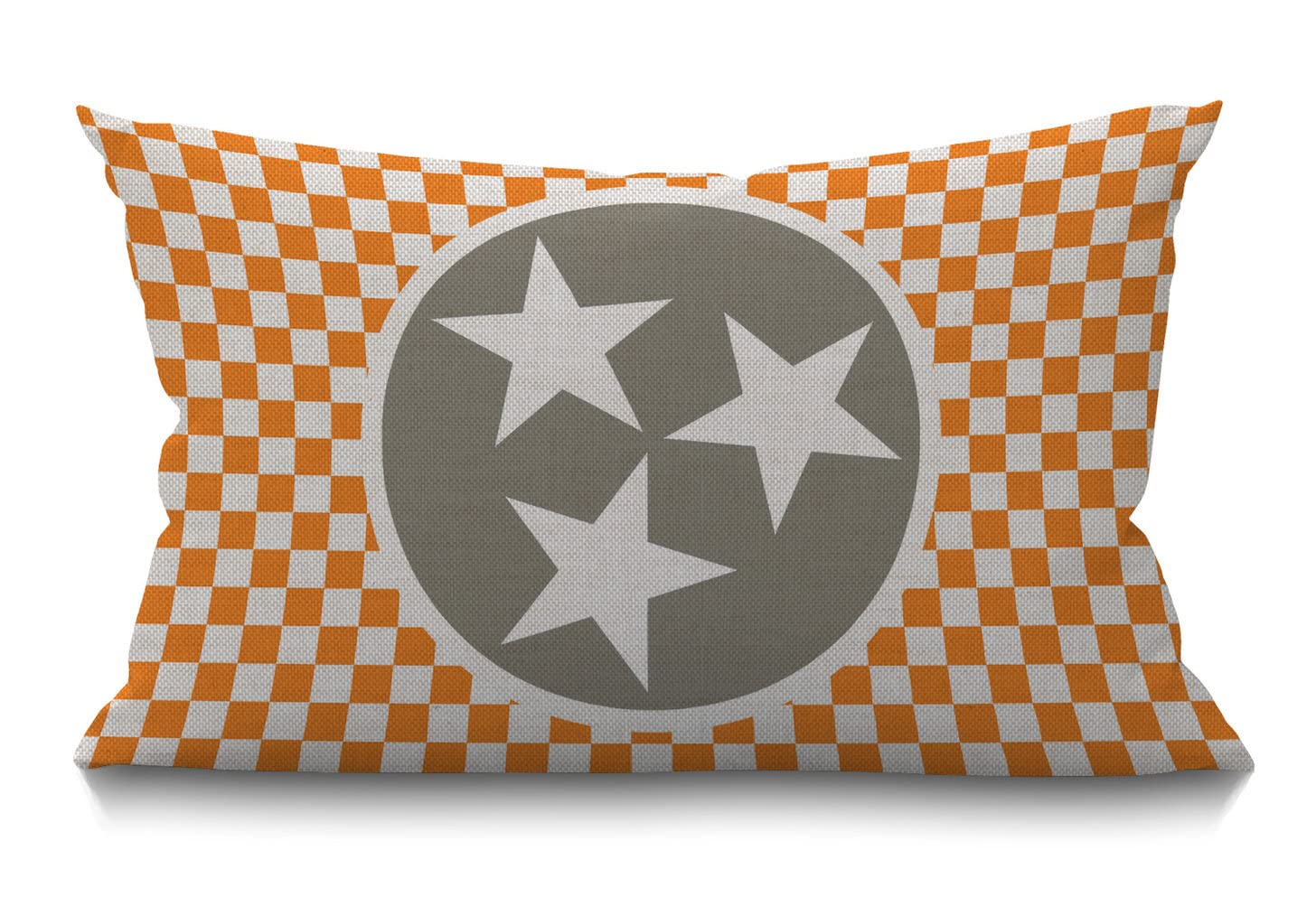 Smooffly Tennessee Flag Pillow Cover, Tennessee Orange Grey Star Flag Cotton Linen Throw Lumbar Waist Pillow Case Cushion Cover Home Office Decorative Rectangle 12 X 20 Inches