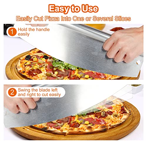 Supercenter Pizza Cutter Sharp Rocker Blade Stainless Steel Pizza Slicer Knife with Plastic Blade Cover, 14-inch Large Pizza Cutter Rocker for Kitchen Tool Accessories