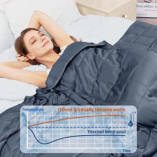 yescool Cooling Weighted Blankets, Soft Heavy Blankets for Adults and Teens Sleeping, Cool Breathable Blanket for All Season with Premium Glass Bead, Washable, Grey (Grey, 60x80-20lbs)
