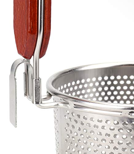Lawei 3 Packs Mesh Pasta Basket with Wooden Handle Stainless Steel Mesh Spider Strainer for Pasta, Noodles, Dumpling
