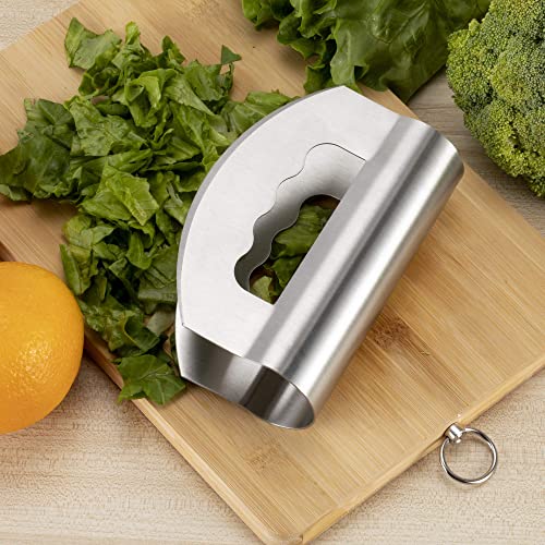 Salad Knife Chopper with Protective Cover - Stainless Steel Salad Cutter, Double Blade Chopping Knife, Mezzaluna Salad Chopper for Salad and Vegetable Mincing