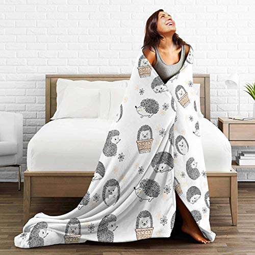 YISHOW Hedgehogs Seamless Pattern Fleece Couch Blanket,Plush Warm Flannel Throws Blankets for Youth Adult 60"X50"