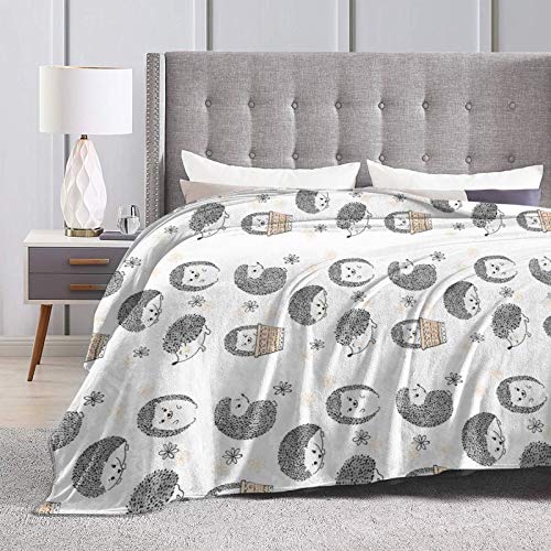 YISHOW Hedgehogs Seamless Pattern Fleece Couch Blanket,Plush Warm Flannel Throws Blankets for Youth Adult 60"X50"