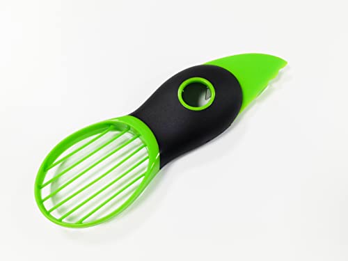 Avocado Slicer 3 in 1, multipurpose tool., Green, Black, silver.