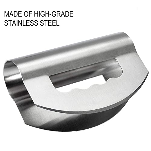Salad Knife Chopper with Protective Cover - Stainless Steel Salad Cutter, Double Blade Chopping Knife, Mezzaluna Salad Chopper for Salad and Vegetable Mincing