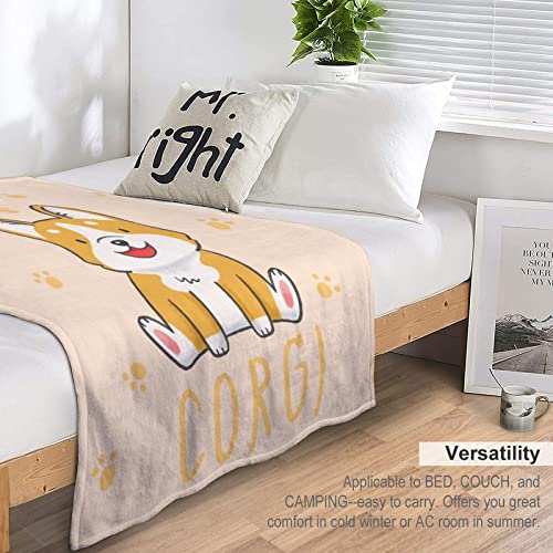Corgi Blanket Gifts, 40"x50" Soft Fleece Corgi Throw Blanket for Corgi Lovers, Lightweight, Soft, Cozy, Warm Corgi Theme Gifts for Bed Couch