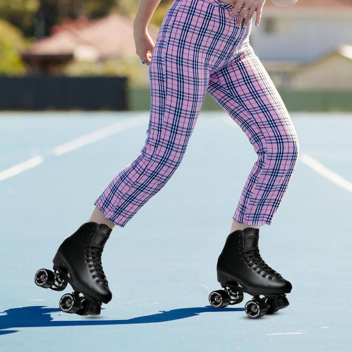 Sure-Grip Malibu Unisex Roller Skates | Stylish and Durable Vegan Leather Upper | Equipped with Sturdy Aluminum Trucks and ABEC 3 Bearings - Wheels Featuring an 88a Hardness Rating, Made in USA