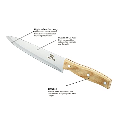 KL KALOO 2PCS Kitchen Knives, 8 inch Chef's Knife and 3.5 inch Paring Knife, Professional Chef Knife with German Stainless Steel Blade and Wooden Handle
