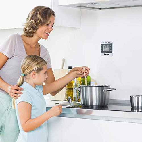 Digital Kitchen Timer Dual Timers 3 Channels Count UP/Down Timer Samshow Cooking Timer Stopwatch Large Display, Adjustable Volume Alarm with Magnetic Back, Stand, Battery Included