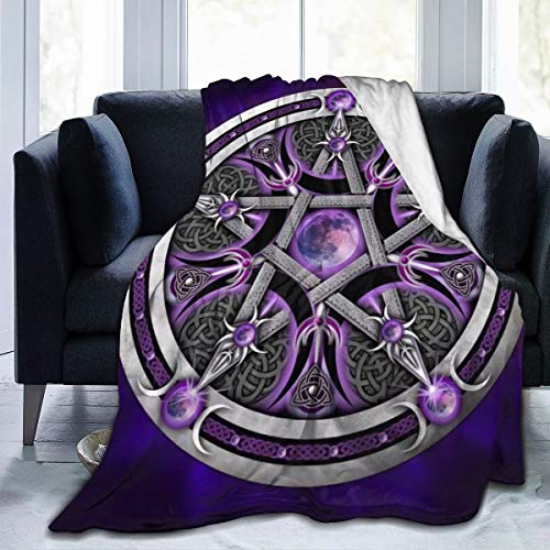 Purple Wicca Wiccan Star Pentagram Pentacle Full Fleece Throw Blanket Comforter Plush Soft Cozy Quilt Nursery Bedding Decor Bedroom Decorations Flannel Fluffy Queen King Size
