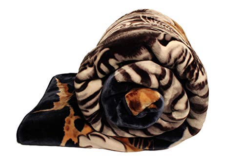 White Tiger Blanket I Korean style Mink Ultra Silky Soft Reversible Bed comforter bedspread bedding Cobias I Heavy thick weight I Perfect for Winter and Warm for all season throw(Queen, 71 Tiger Blue)