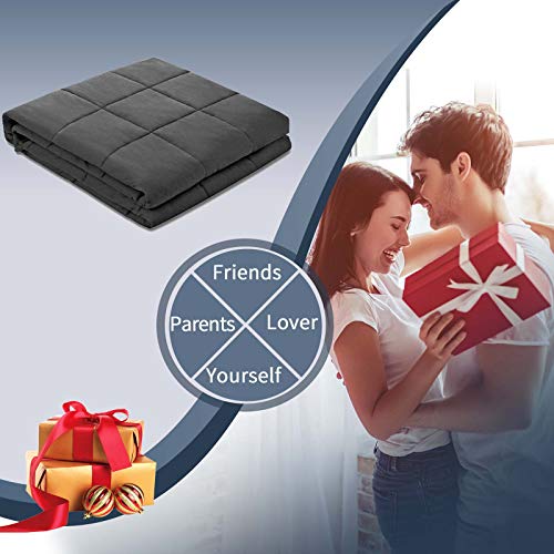 Smart Queen Weighted Blankets Adult (15 lbs, 48"x 72", Twin Size) Heavy Blanket, Premium Cotton with Natural Glass Beads