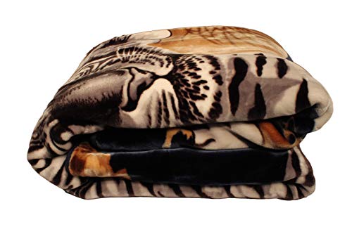 White Tiger Blanket I Korean style Mink Ultra Silky Soft Reversible Bed comforter bedspread bedding Cobias I Heavy thick weight I Perfect for Winter and Warm for all season throw(Queen, 71 Tiger Blue)