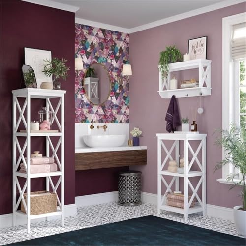 RiverRidge La Crosse Bathroom 3 Towel Hook Wall Shelf