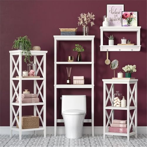 RiverRidge La Crosse Bathroom 3 Towel Hook Wall Shelf