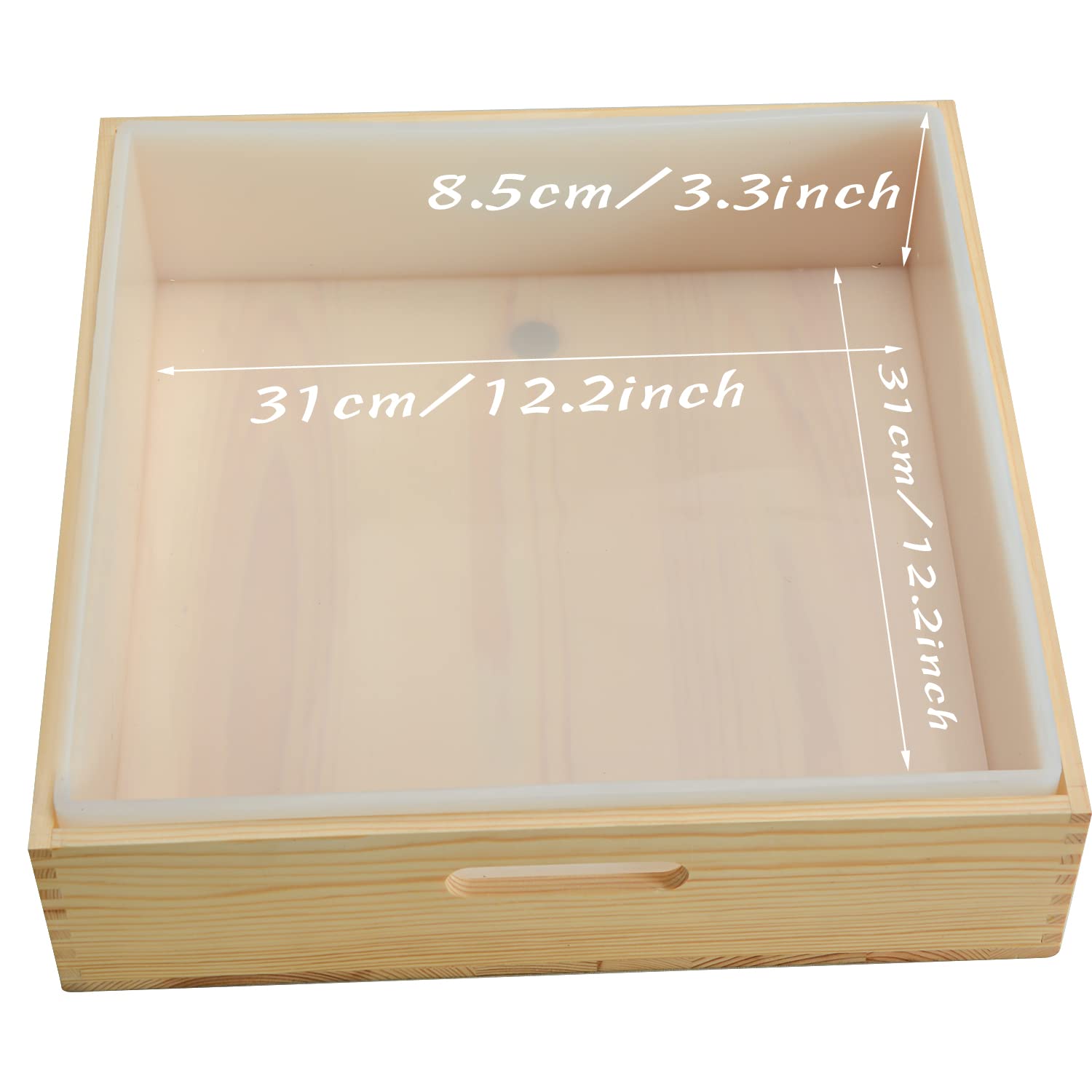 Large Soap Molds, 8L/282oz Rectangle Silicone Liner for 18 Bar Mold with Wooden Box and Lid,DIY Handmade Soap Making Tools