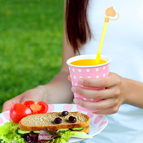 Hemoton Straw Tips 8pcs Straw Tips Cover Reusable Cute Drinking Straw Caps Silicone Straw Protectors Plugs for Milk Tea Beverage Jumbo Mugs Water Bottle Tip Silicone Straw Tips (Random Style)