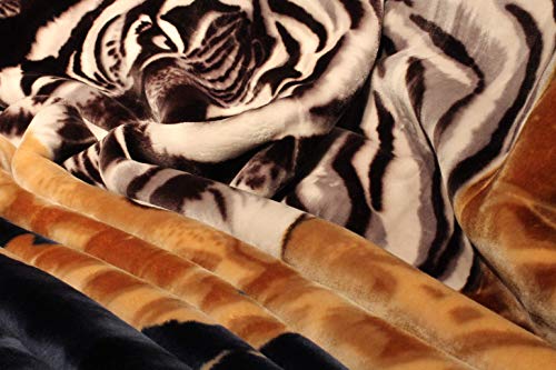 White Tiger Blanket I Korean style Mink Ultra Silky Soft Reversible Bed comforter bedspread bedding Cobias I Heavy thick weight I Perfect for Winter and Warm for all season throw(Queen, 71 Tiger Blue)