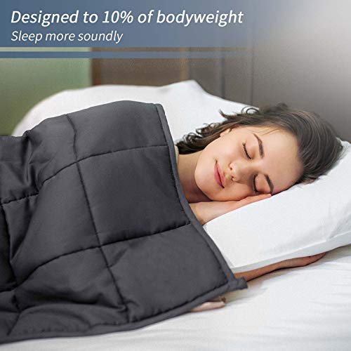 Smart Queen Weighted Blankets Adult (15 lbs, 48"x 72", Twin Size) Heavy Blanket, Premium Cotton with Natural Glass Beads