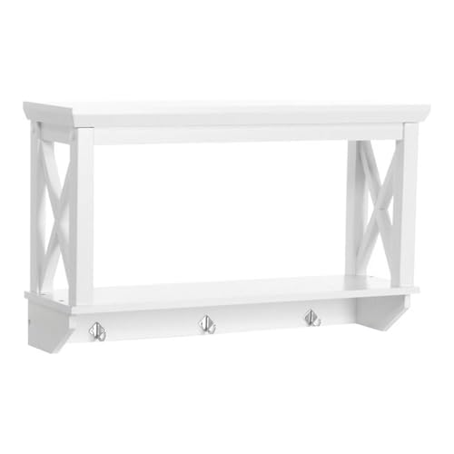 RiverRidge La Crosse Bathroom 3 Towel Hook Wall Shelf