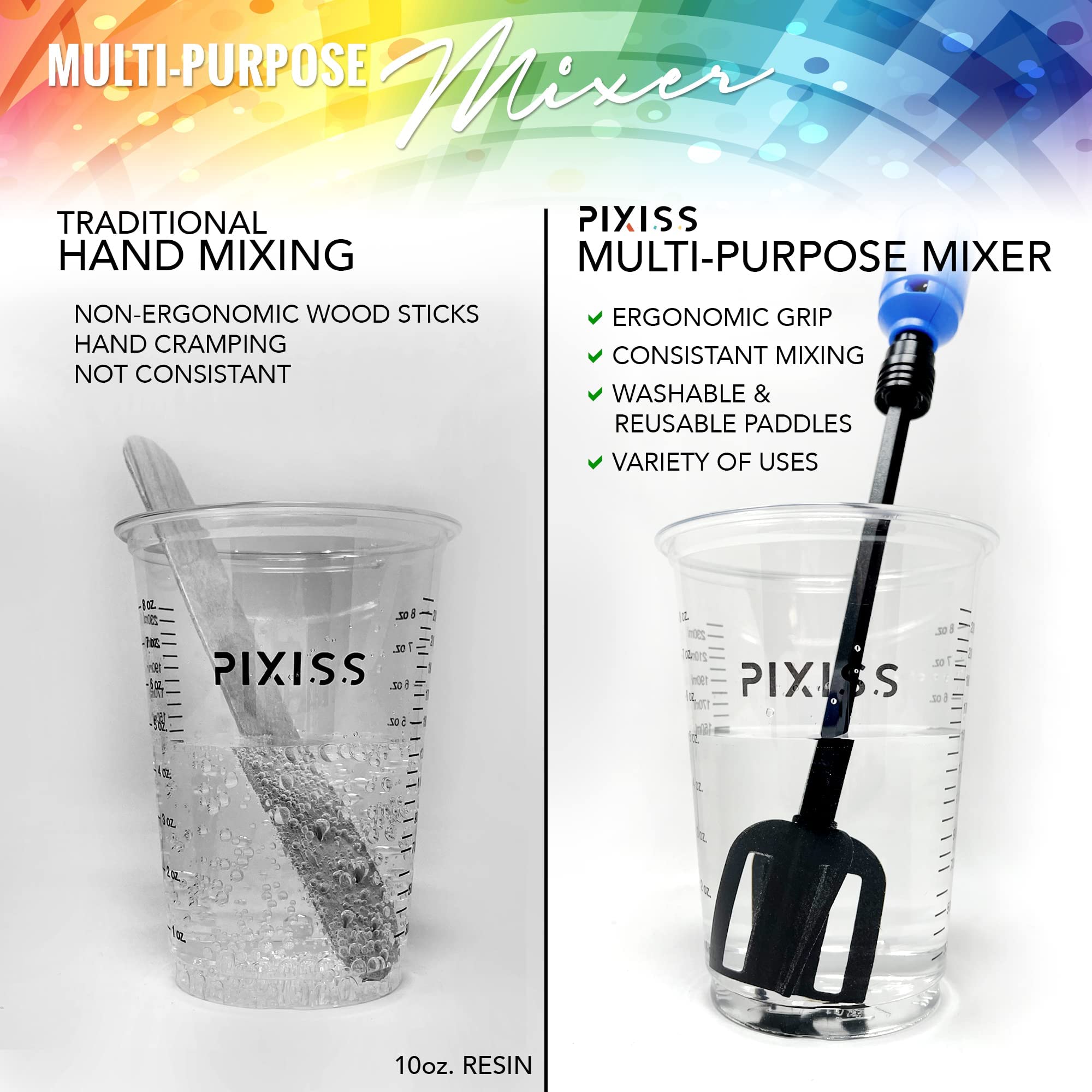 Epoxy Mixer Resin Mixer - Rechargeable Battery Electric Handheld Mixer for Resin Accessories, Epoxy Stirrer for Resin, Silicone Resin Molds Mixing, Epoxy Molds, DIY Crafts Tumblers, 3 Included Paddles