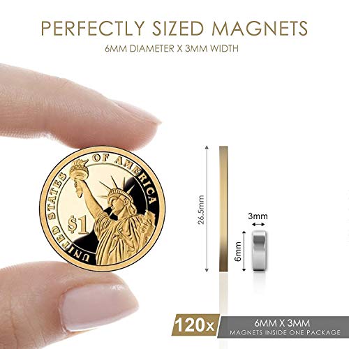 DIYMAG 200PCS Refrigerator Magnets Premium Brushed Nickel Fridge, Office Magnets, Silver, 6X3 mm
