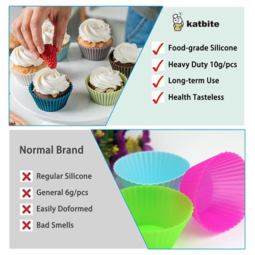 Silicone Cupcake Baking Cups Katbite 24 Pack Silicone Baking Cups Reusable Non-stick Heavy Duty Silicone Cupcake Liners for Baking Soft Pale Muffins Cups for Party Halloween Christmas