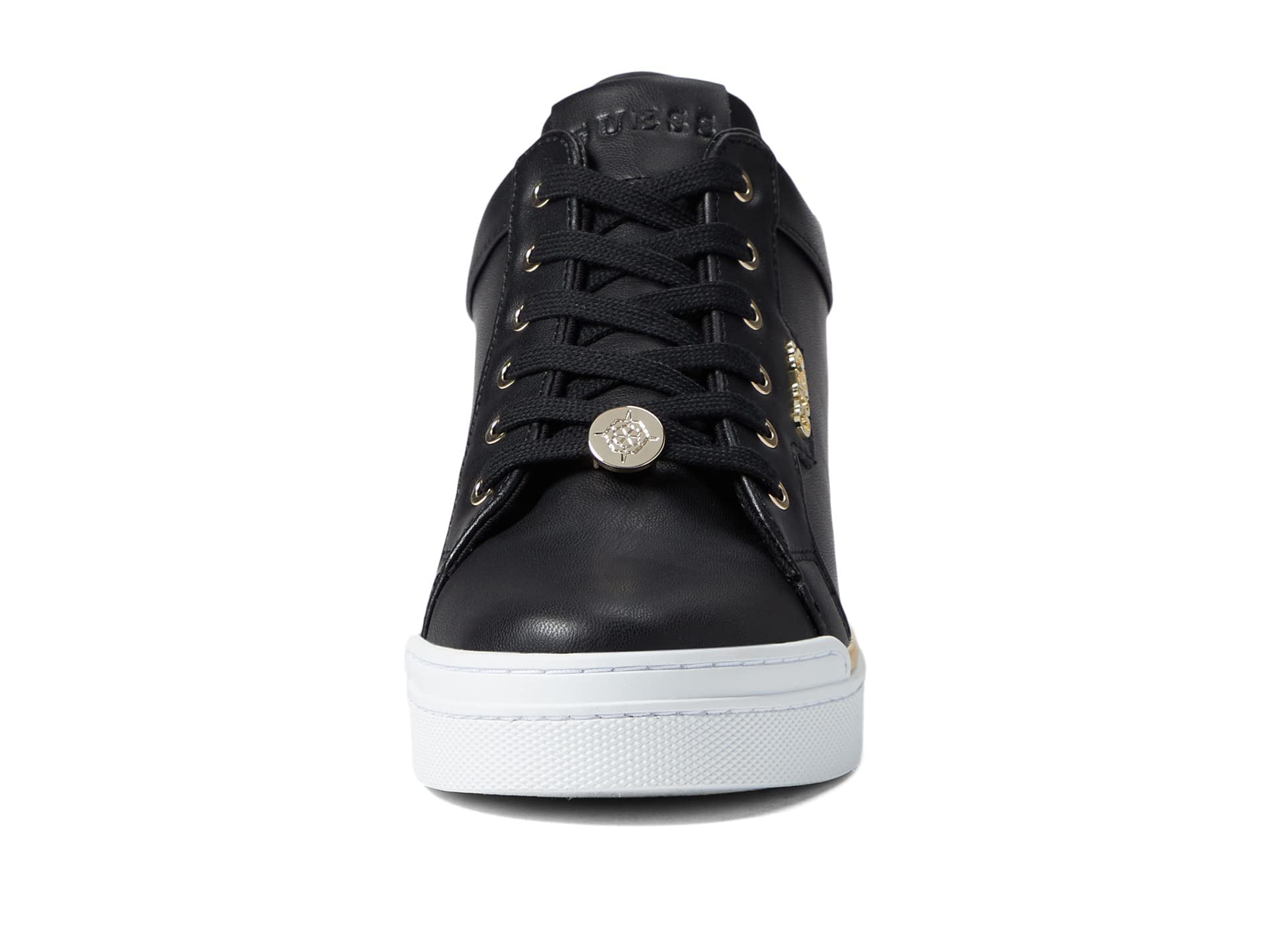 GUESS Women's Faster Sneaker, Black, 8