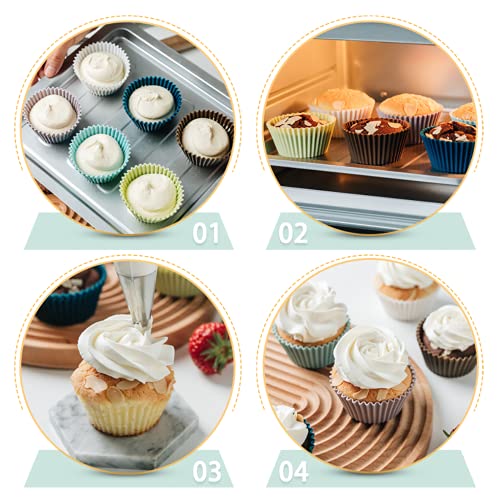 Silicone Cupcake Baking Cups Katbite 24 Pack Silicone Baking Cups Reusable Non-stick Heavy Duty Silicone Cupcake Liners for Baking Soft Pale Muffins Cups for Party Halloween Christmas