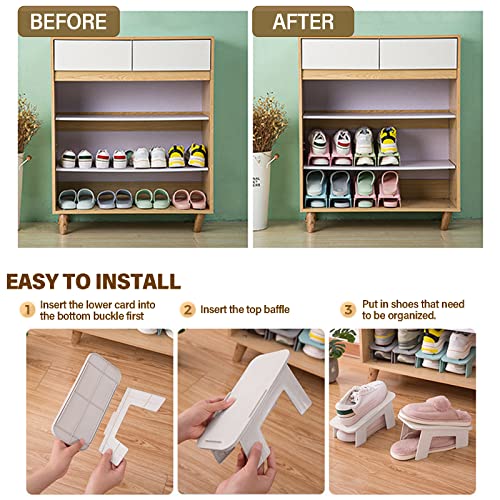 GVCVHVCV 20-PACK Shoe Slots Organizer, New Upgrade Double Layer Shoe Stacker, White Stack Shoe Rack Holder Storage Space Saver for Closet Organization and storage shoes