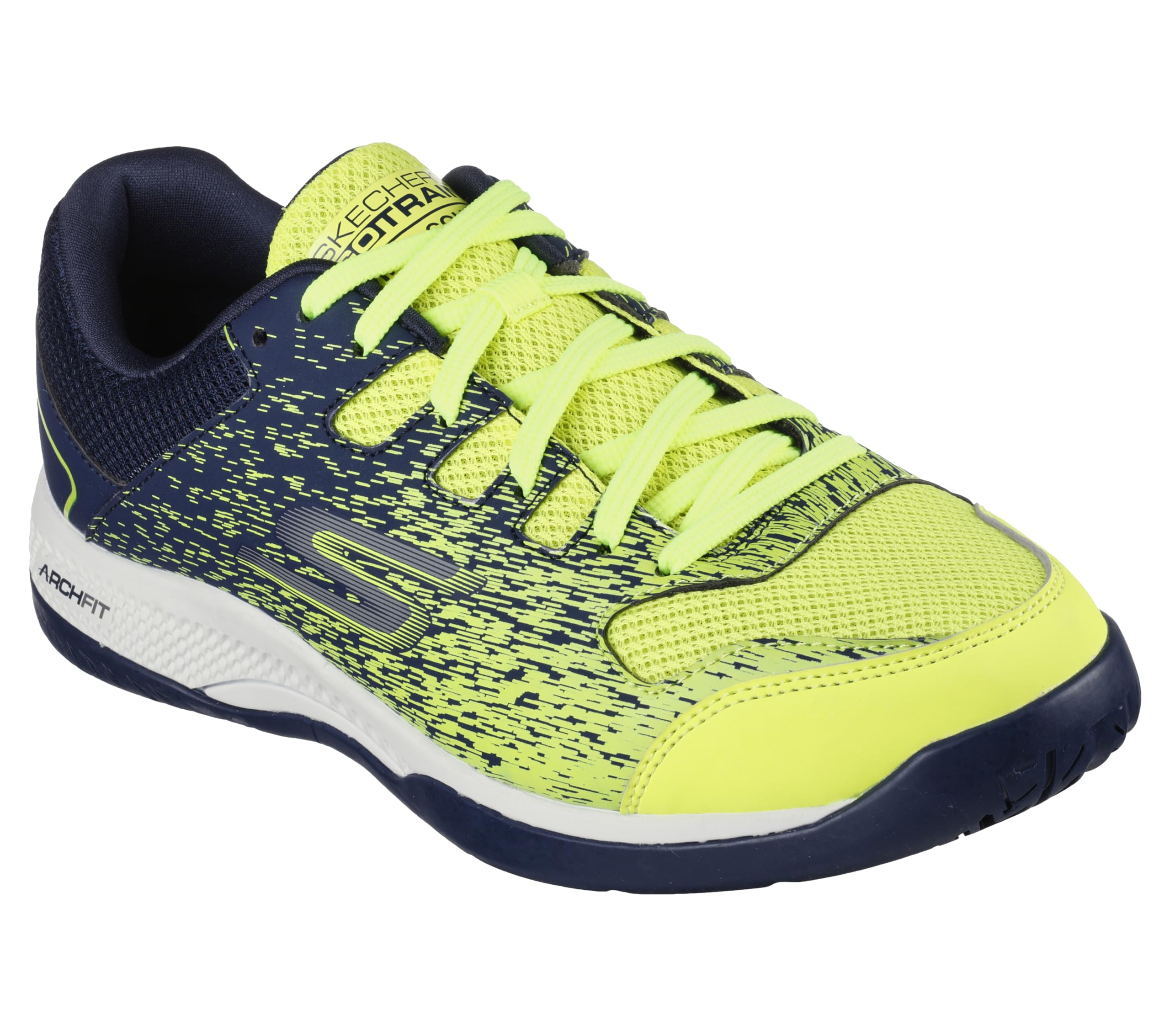 Skechers Men's Viper Court-Athletic Indoor Outdoor Pickleball Shoes with Arch Fit Support Sneaker, Yellow/Navy, 10