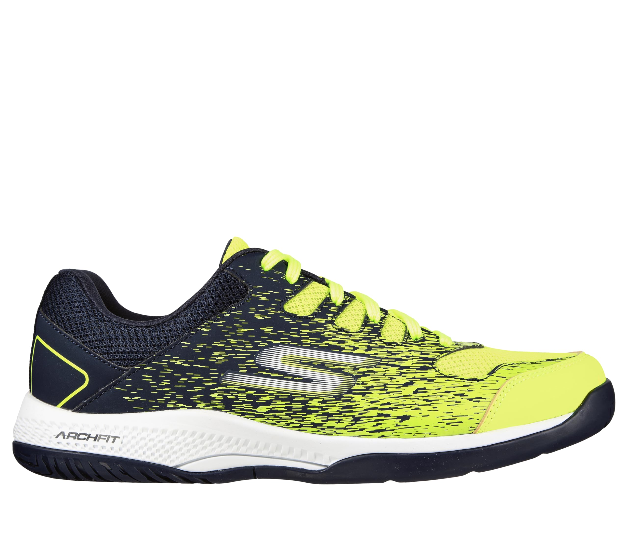 Skechers Men's Viper Court-Athletic Indoor Outdoor Pickleball Shoes with Arch Fit Support Sneaker, Yellow/Navy, 10