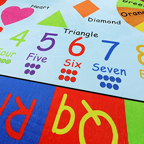 Moespace Educational ABC Kids Rug for Playroom,3x5 ft Numbers and Graphics Learning Area Rug Washable Children Play Carpet Non-Slip Baby Nursery Rug for Bedroom Classroom