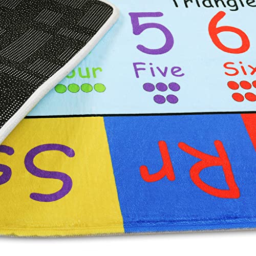 Moespace Educational ABC Kids Rug for Playroom,3x5 ft Numbers and Graphics Learning Area Rug Washable Children Play Carpet Non-Slip Baby Nursery Rug for Bedroom Classroom