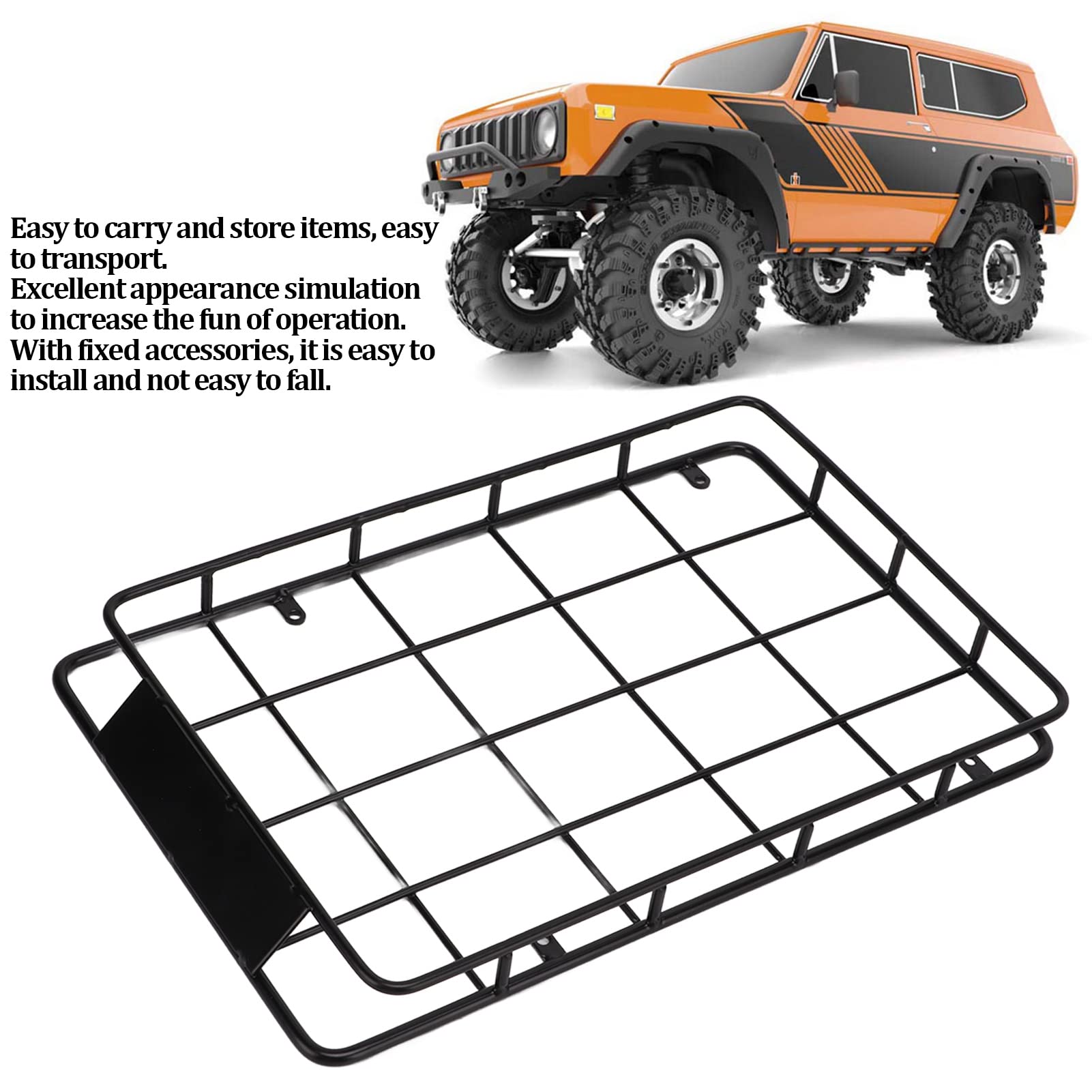 RC Roof Luggage Rack, Metal Lightweight RC Luggage Carrier Anti Wear Large High Simulation for 1/10 RC Crawler