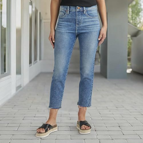 JAG Jeans Women's Valentina High Rise Straight Leg Pull-on Jeans-Legacy, Coastal Blue, 2 x 26L