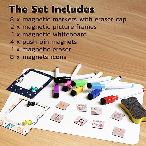 HOMiDEK Dry Erase Magnetic Whiteboard, Refrigerator Magnet Sheet, Small Fridge White Board with Markers and Eraser - 20 x 13 Inches