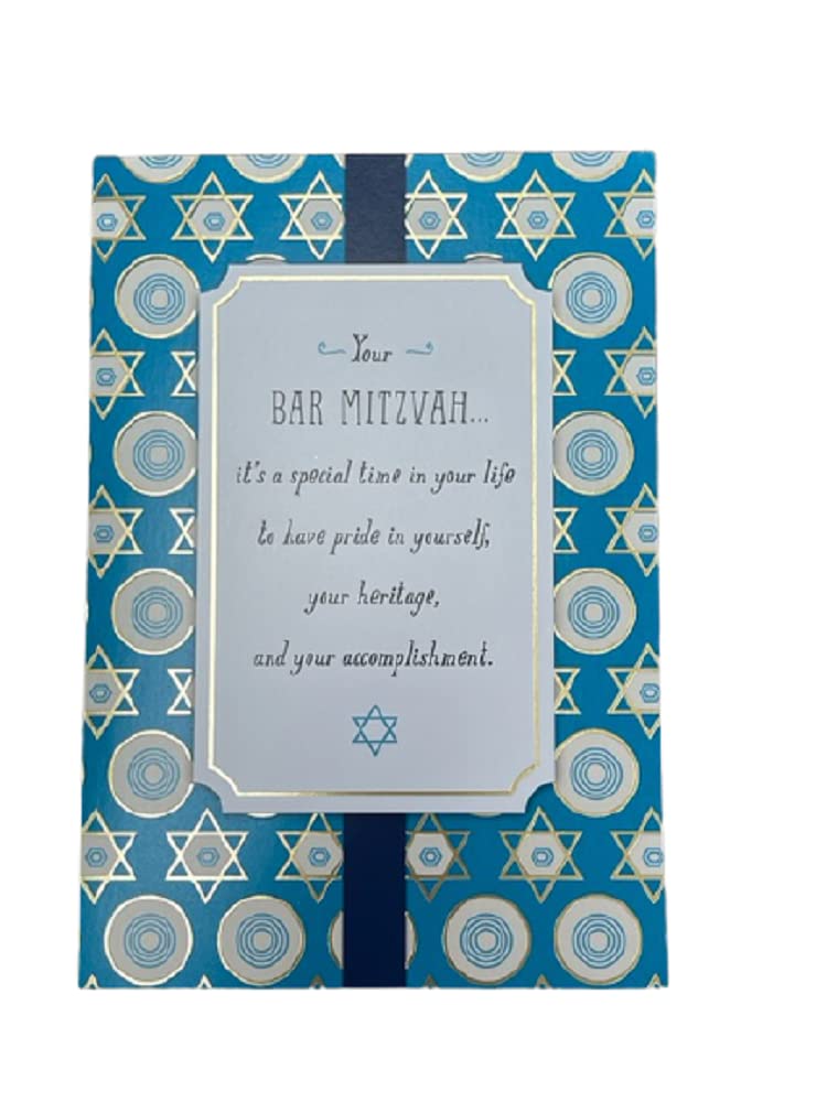 Multicolor Religious Jewish Bar Mitzvah Boy Paper Greeting Card (Comes with envelope-1 Card)