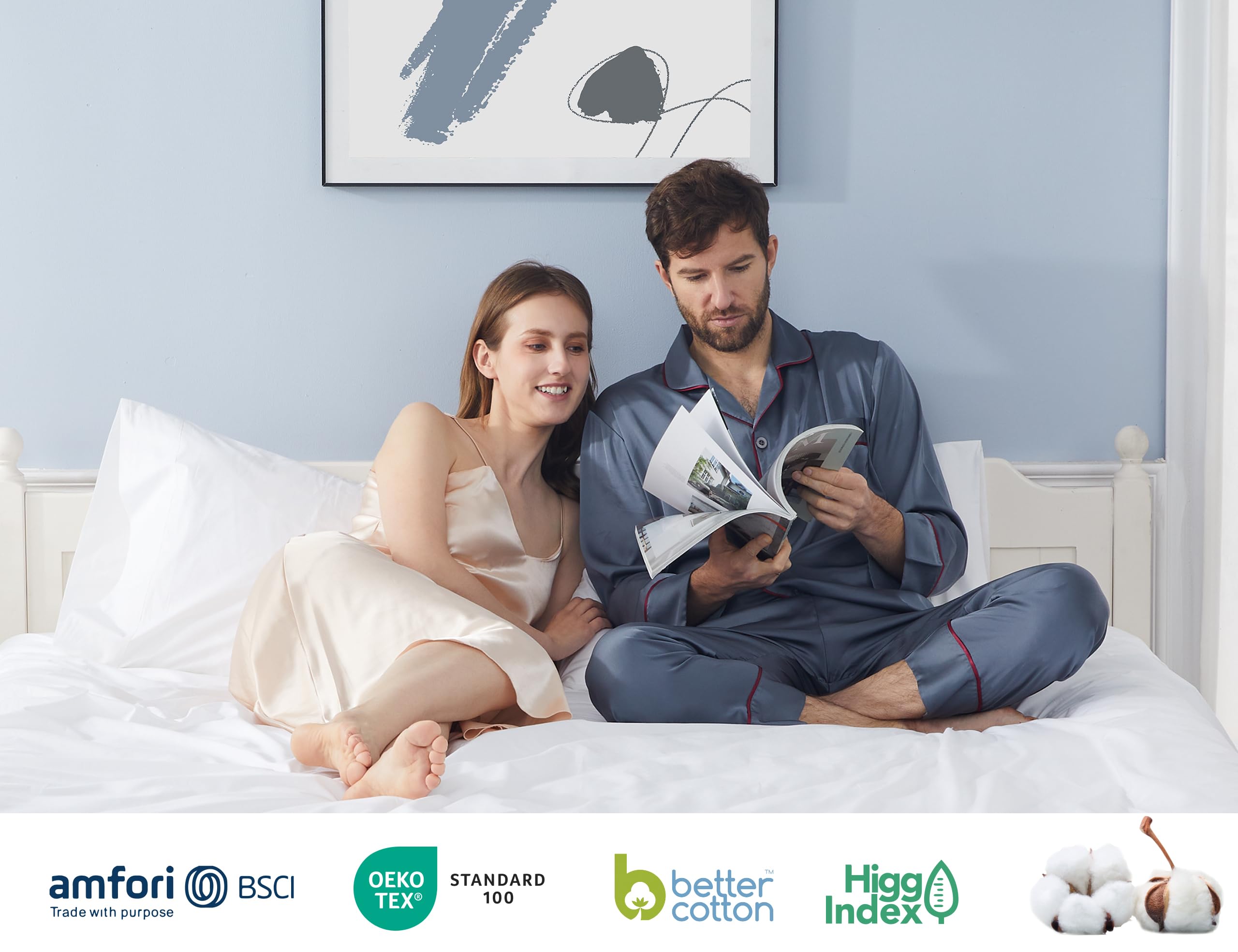 HOMTEC Pillow Cases, Standard Queen Size Cotton Percale Weave Pillowcases, Pre-Shrunk Breathable and Hypoallergenic Pillowcases, Set of 2 (2 Piece Standard/Queen 20 Inch x 30 Inch, White)
