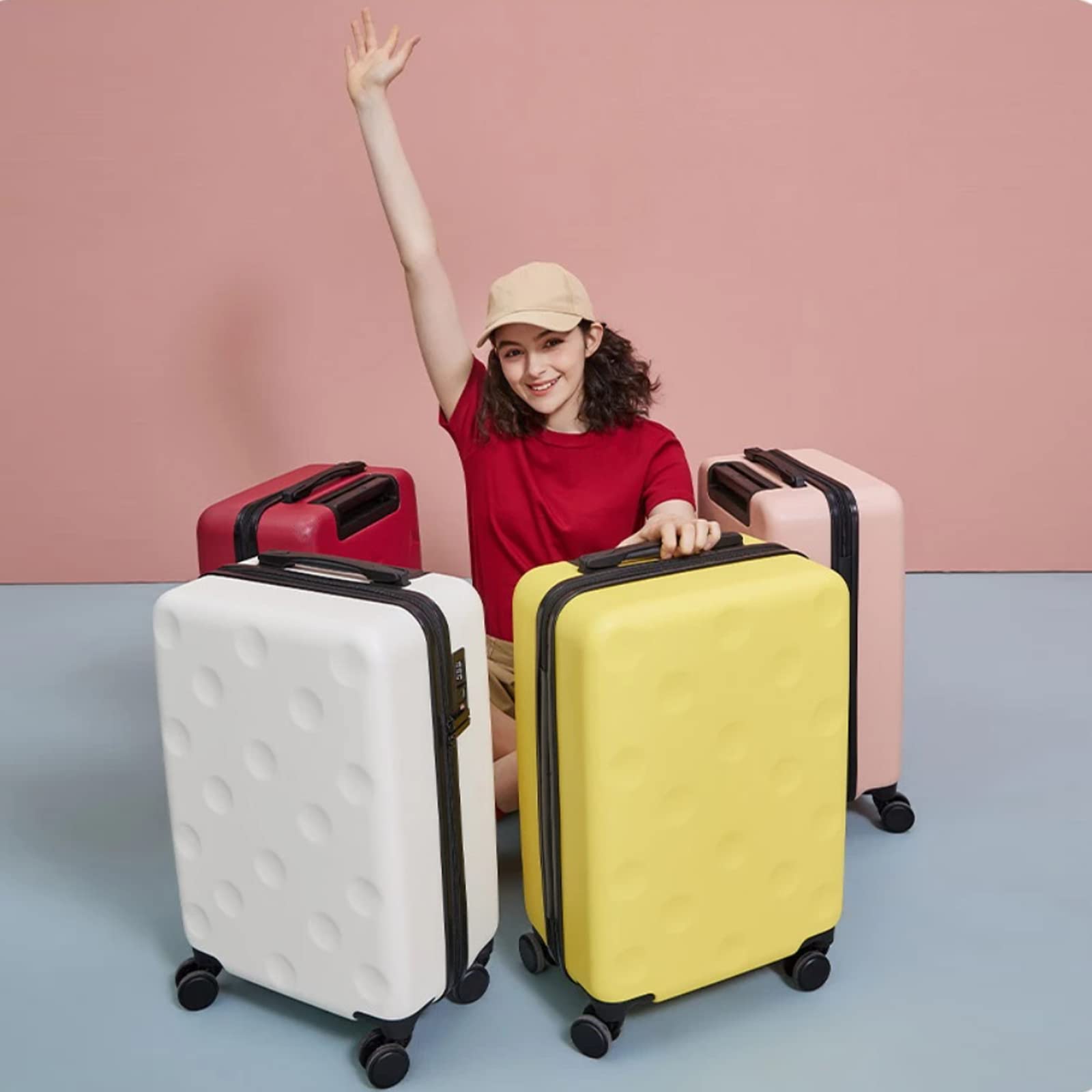 GinzaTravel 2 Piece luggage sets PC Hardside Lightweight Suitcase with 4 Universal Wheels TSA Lock Carry-on suitcase 2026inch (Pink(Circle), 2-Piece Set(20/26))