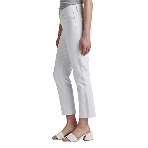 JAG Jeans Women's Valentina High Rise Pull On Straight Crop Jeans, White, 8