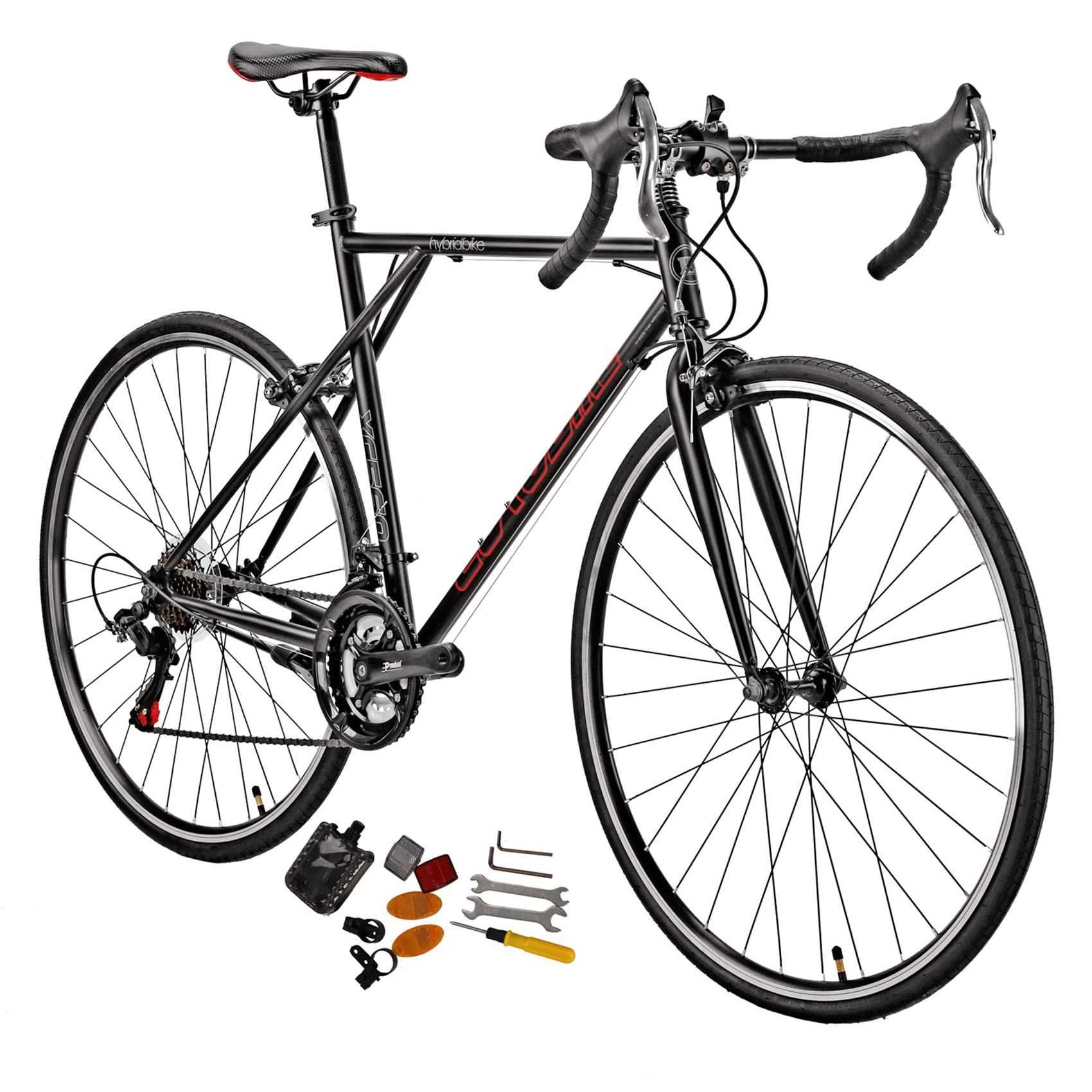 EUROBIKE XC560 Road Bike,21 Speed Street Bike for Men,54Cm Womens Road Bicycle,700C Racing Commuter Bike for Adults,Black