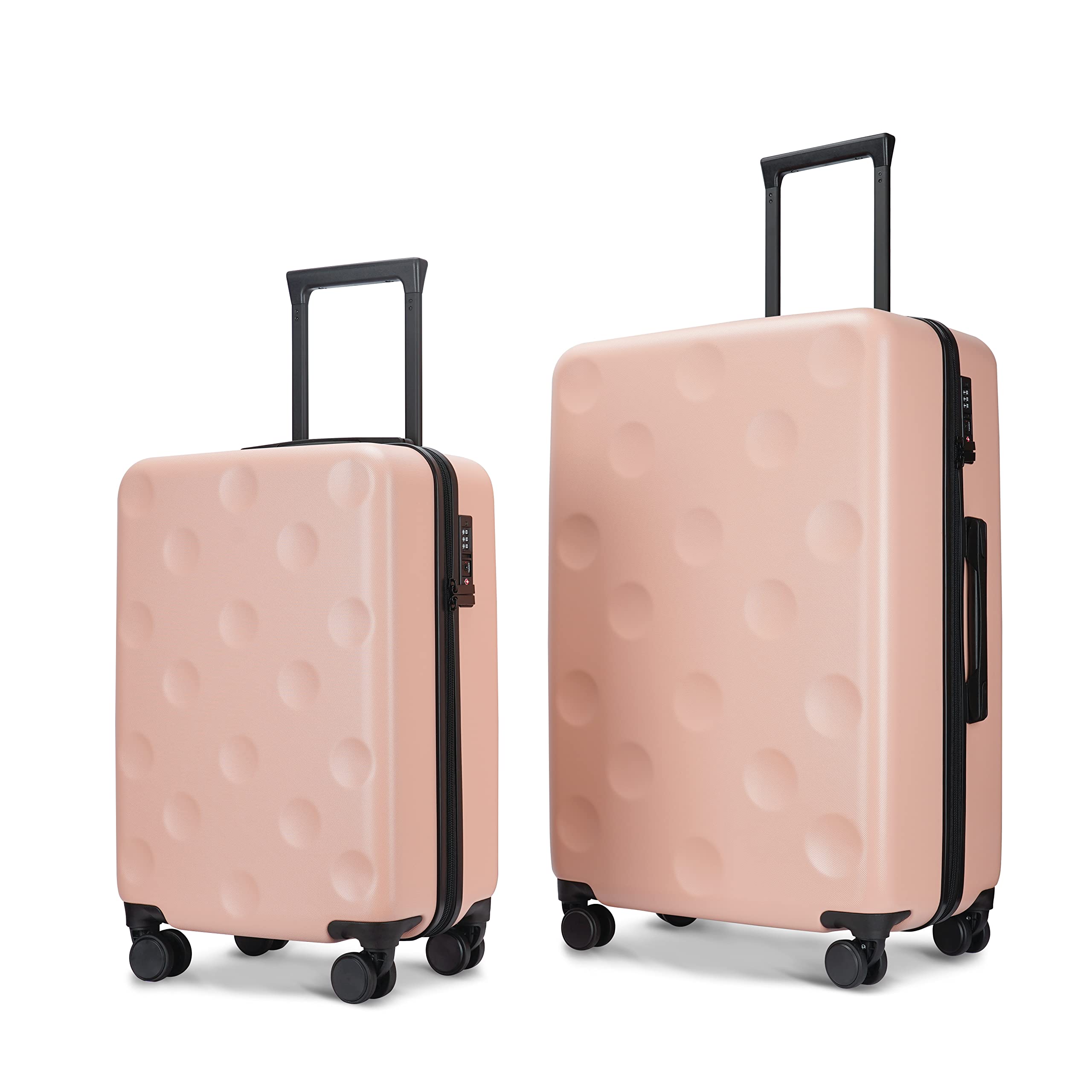GinzaTravel 2 Piece luggage sets PC Hardside Lightweight Suitcase with 4 Universal Wheels TSA Lock Carry-on suitcase 2026inch (Pink(Circle), 2-Piece Set(20/26))