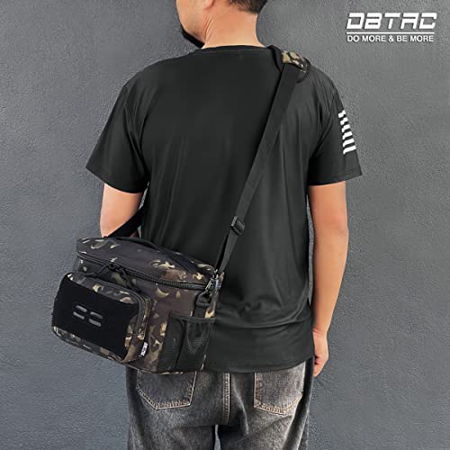 DBTAC Tactical Lunch Box, Large Insulated Lunch Bag Fits 12-Cans w/Water Bottle Pocket | Leakproof Lunch Cooler Tote for EDC Work Travel | Soft & Collapsible Easy-Clean Liner x2, Black Camo