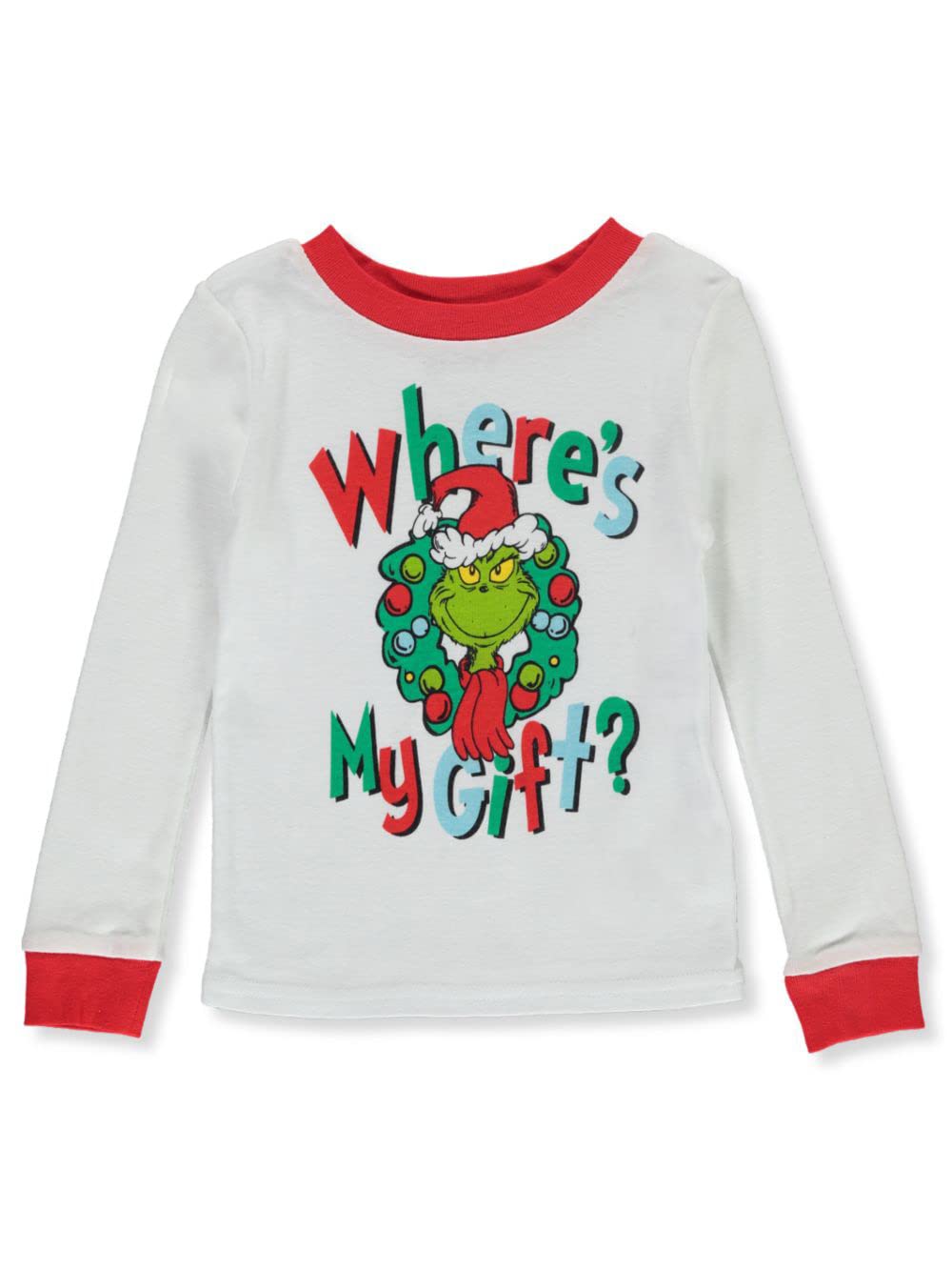 Komar Kids Boys' Dr. Seuss The Grinch Where's My Gift Cotton Toddler Pajamas (2T) White (K229666SE2T)